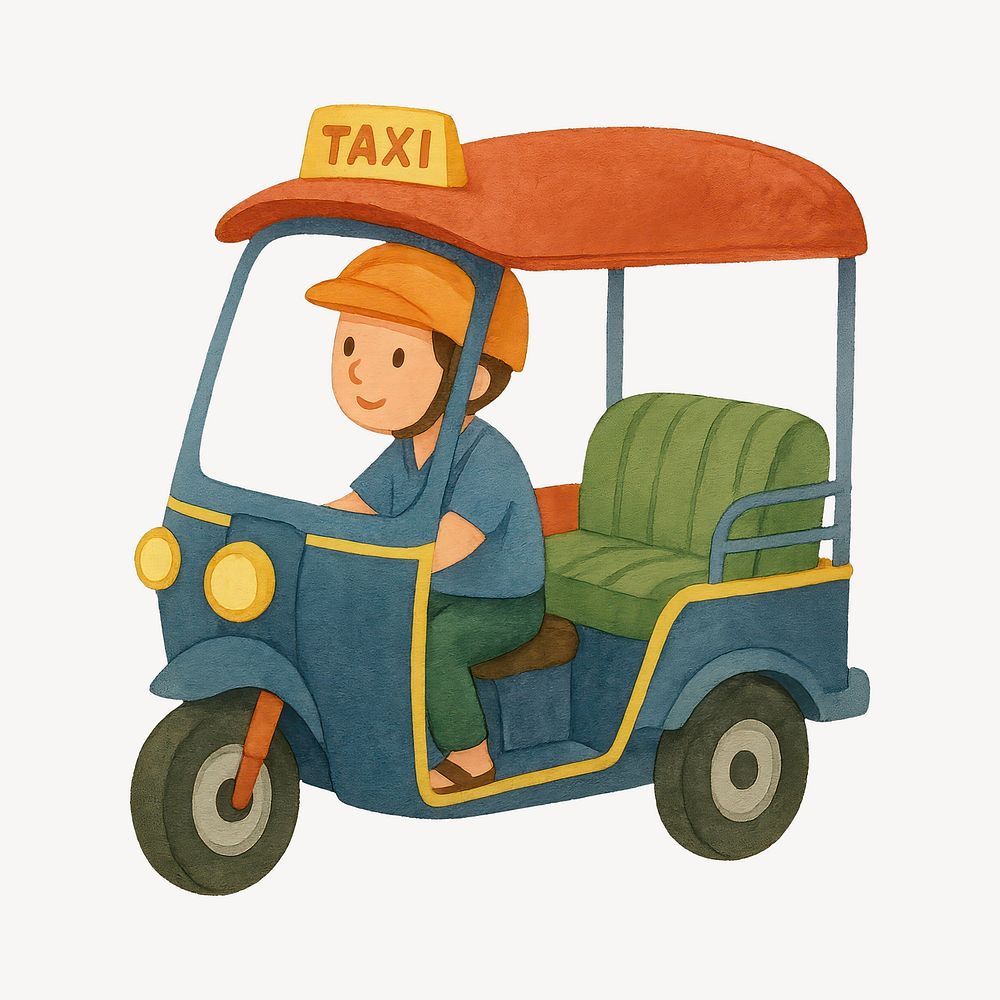 Whimsical tuk-tuk cartoon illustration | Free Photo Illustration - rawpixel
