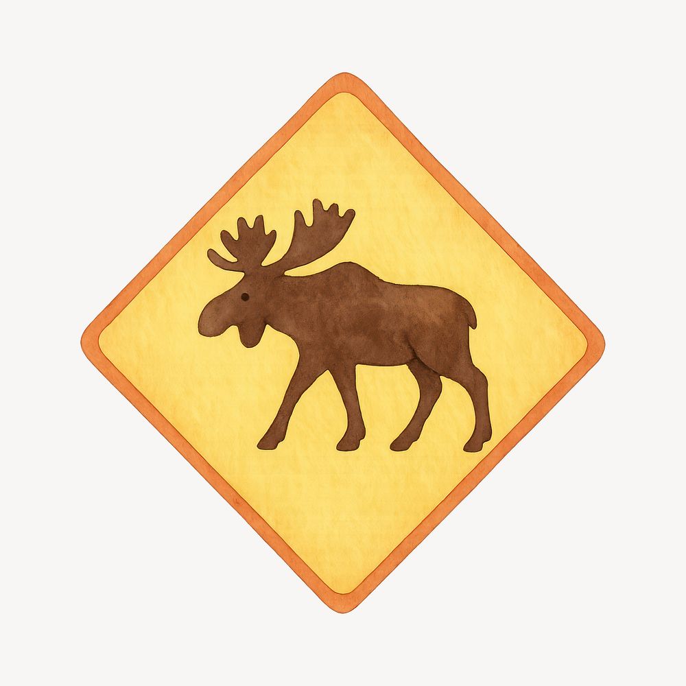 Moose crossing warning sign | Free Photo Illustration - rawpixel