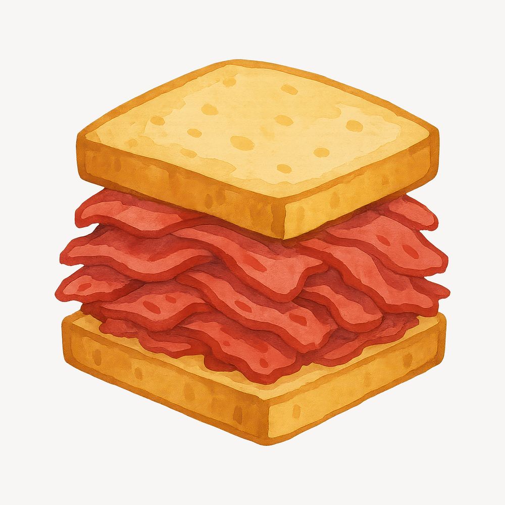 Layered bacon sandwich illustration | Free Photo Illustration - rawpixel