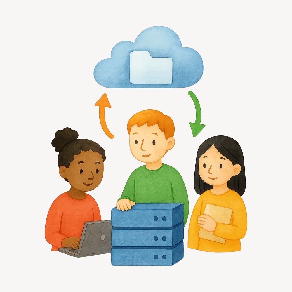 Teamwork cloud computing illustration | Free Photo Illustration - rawpixel