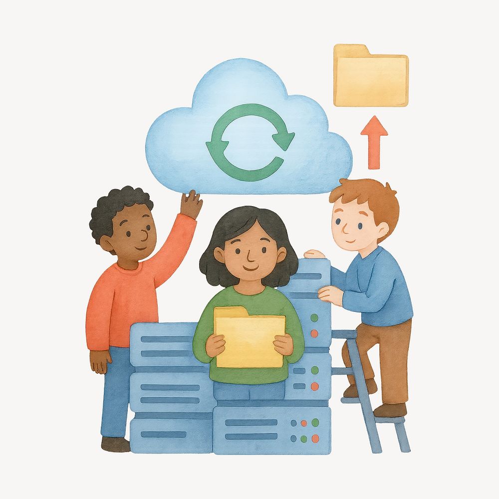Teamwork in cloud technology illustration | Free Photo Illustration ...