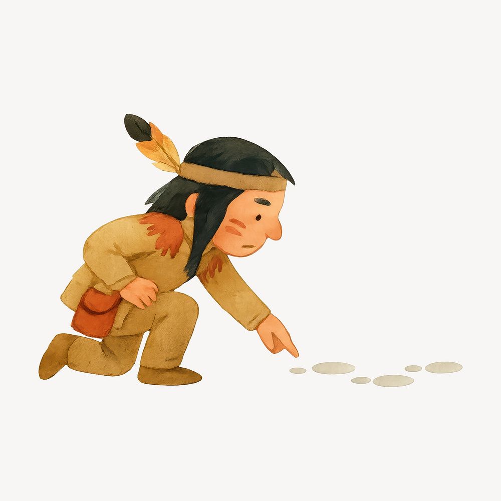 Native tracker following footprints | Free Photo Illustration - rawpixel