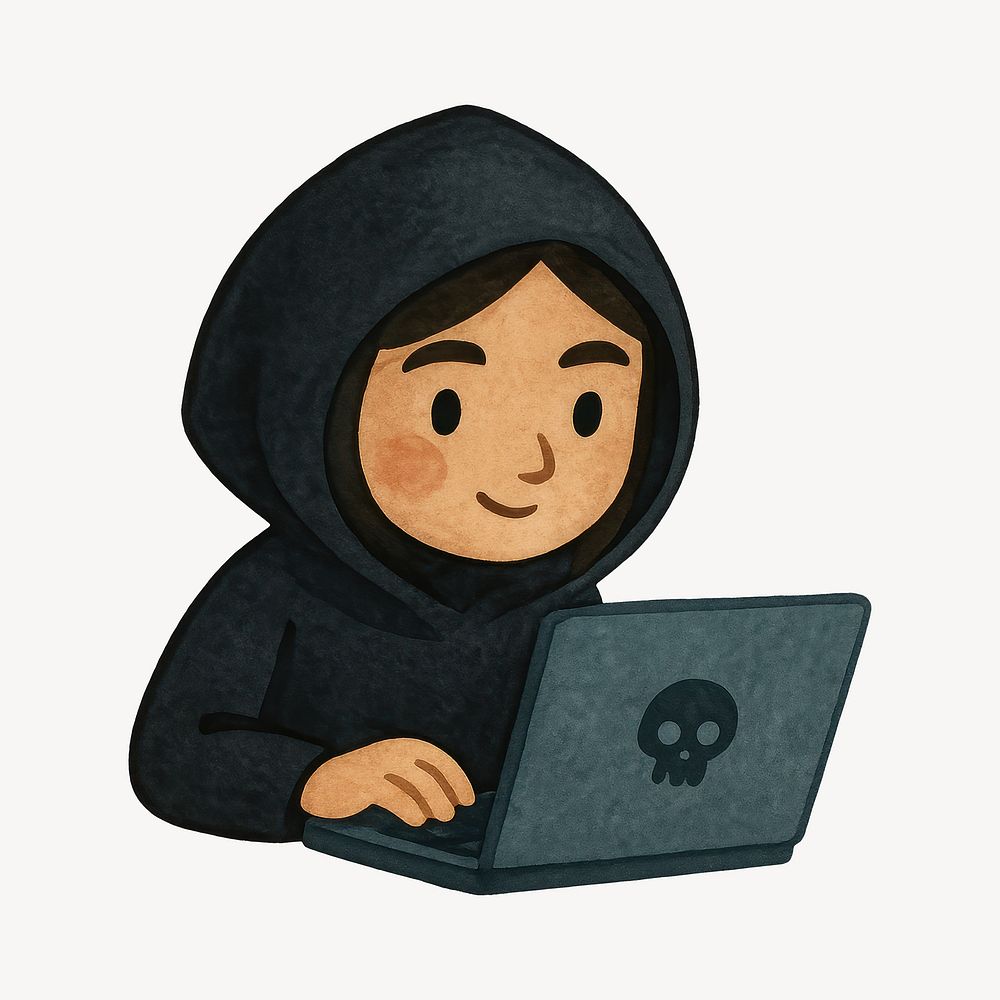 Cute hacker cartoon illustration | Free Photo Illustration - rawpixel