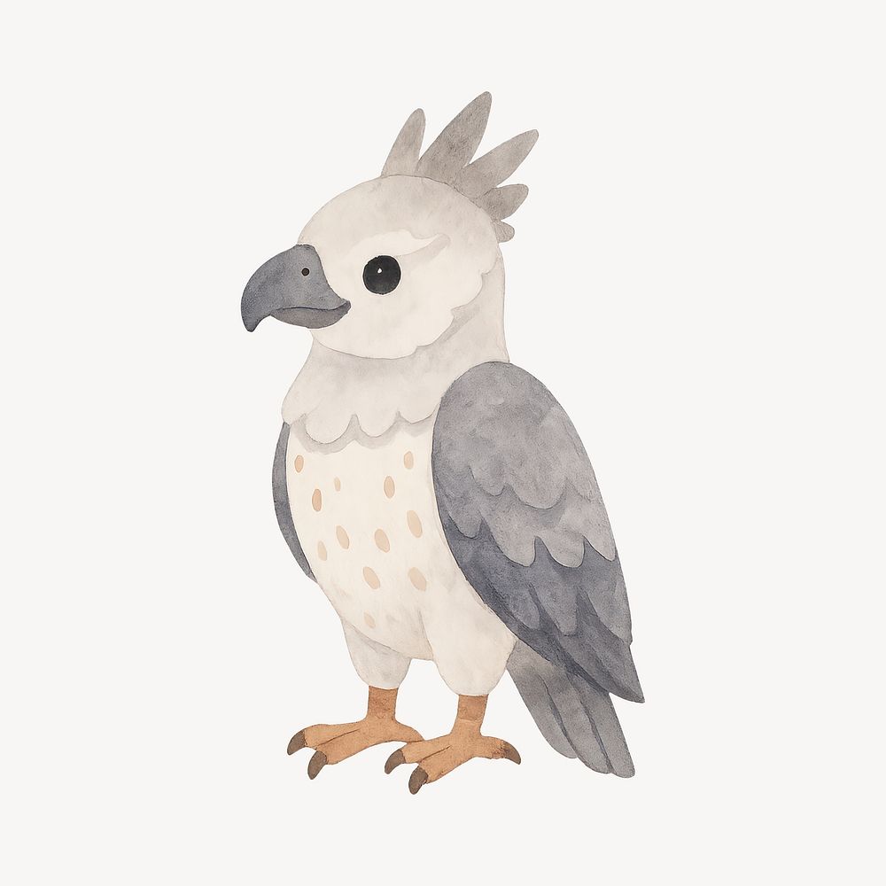 Whimsical watercolor harpy eagle illustration | Free Photo Illustration ...