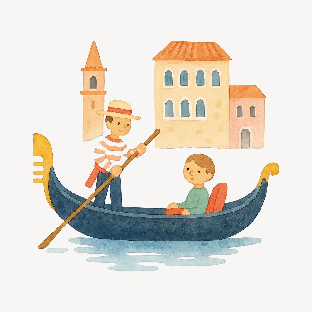 Charming gondola ride illustration | Free Photo Illustration - rawpixel