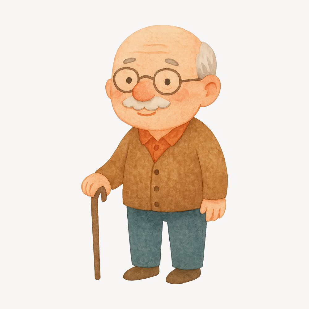 Elderly cartoon character illustration | Free Photo Illustration - rawpixel