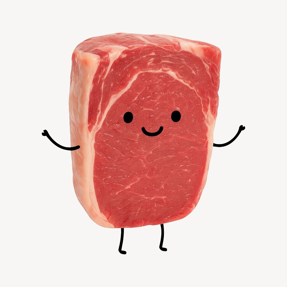Happy cartoon steak character | Free Photo Illustration - rawpixel