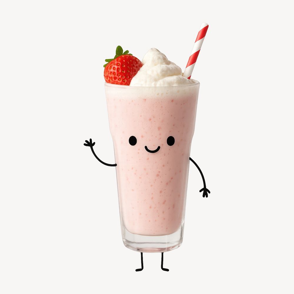 Cute strawberry milkshake character | Free Photo Illustration - rawpixel