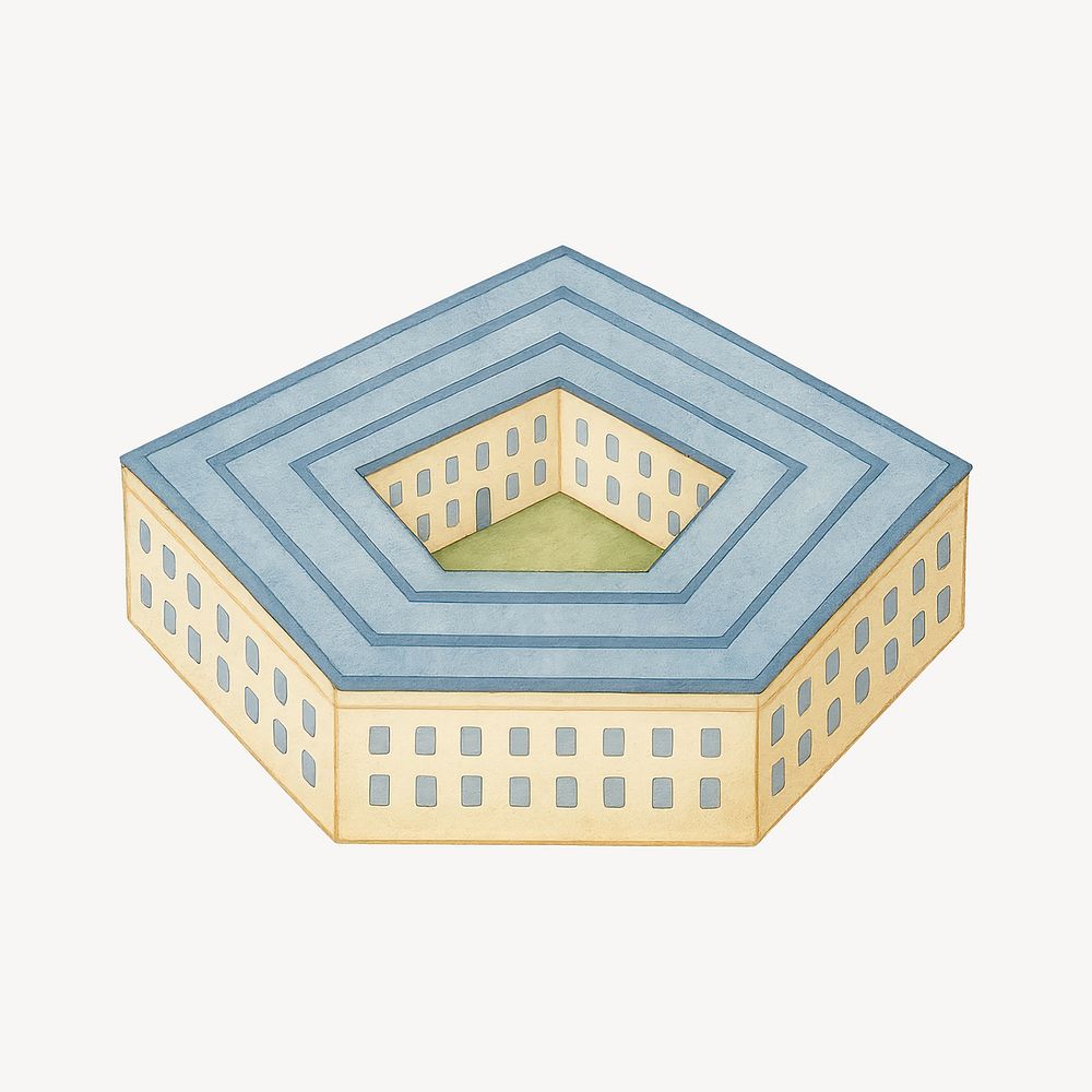 Illustrated Pentagon building design | Free Photo Illustration - rawpixel