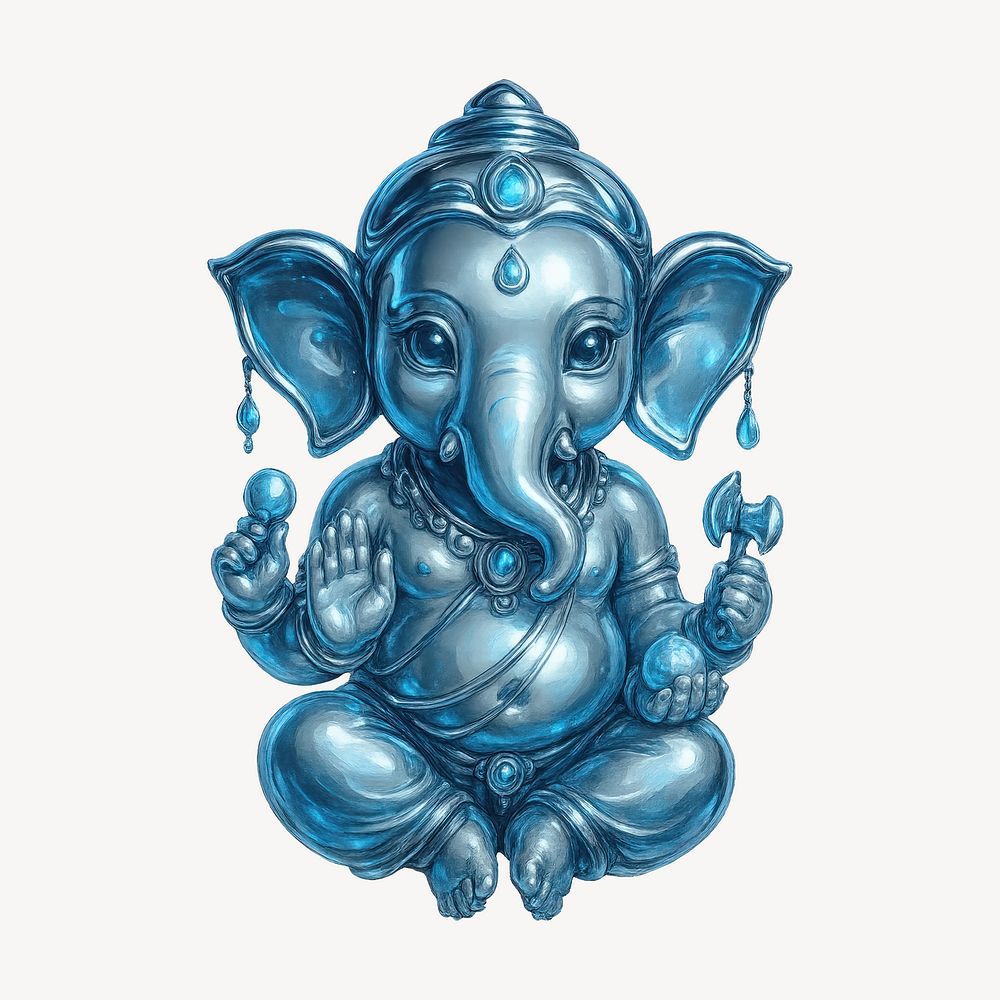 Blue artistic depiction of Ganesha | Free Photo Illustration - rawpixel
