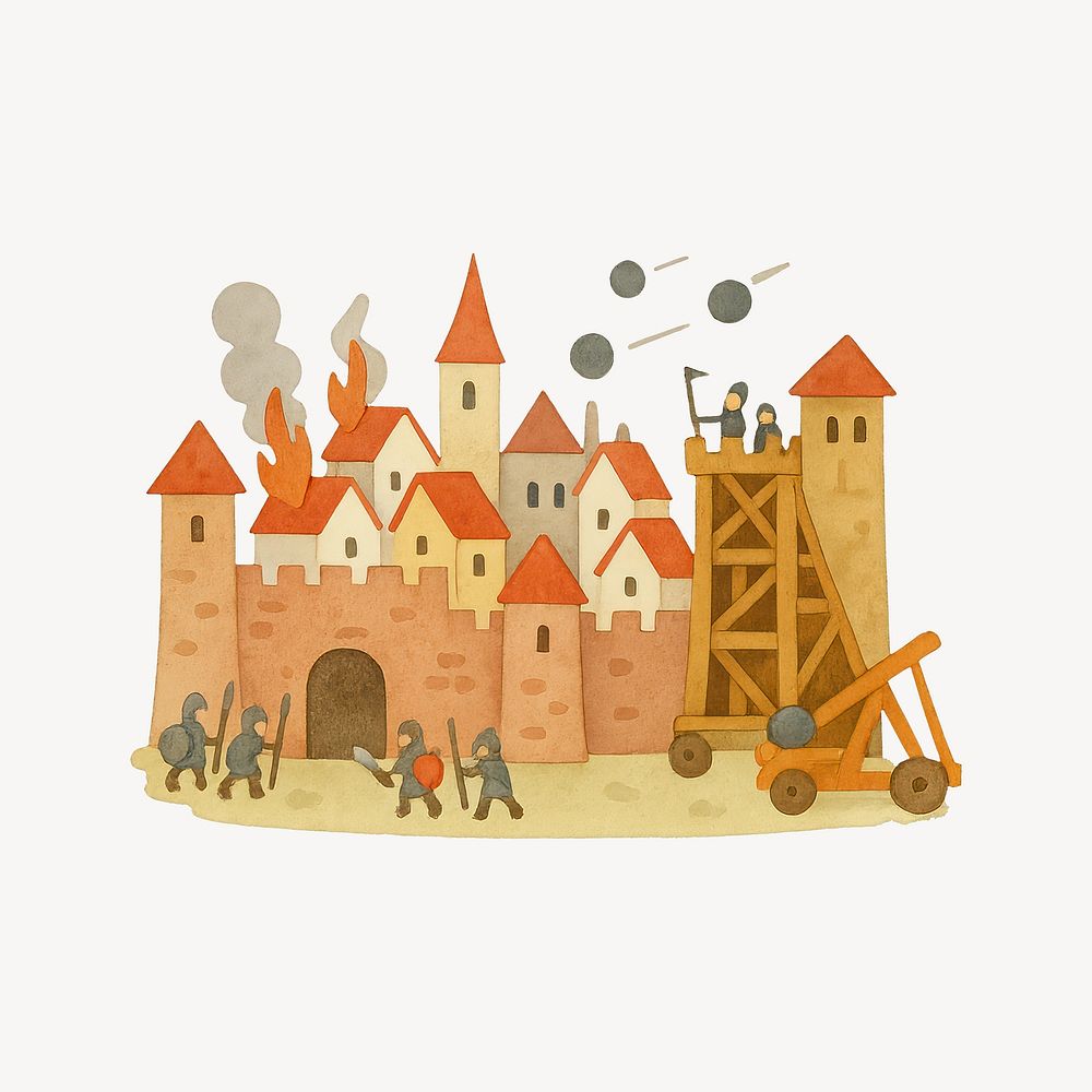 Medieval castle under siege illustration | Free Photo Illustration - rawpixel