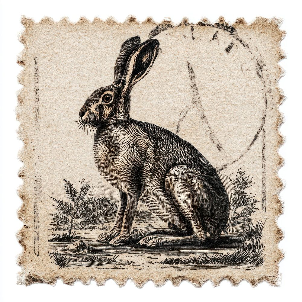 Vintage rabbit stamp illustration | Free Photo - rawpixel