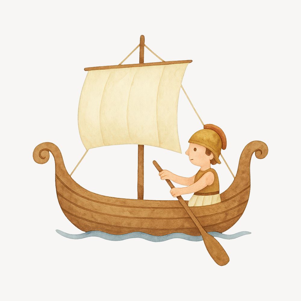 Ancient sailor rowing boat illustration | Free Photo Illustration ...