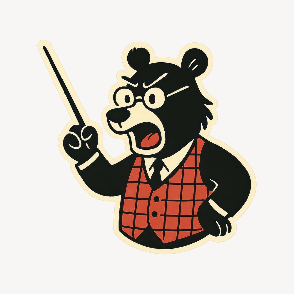 Cartoon bear teacher illustration | Free Photo Illustration - rawpixel