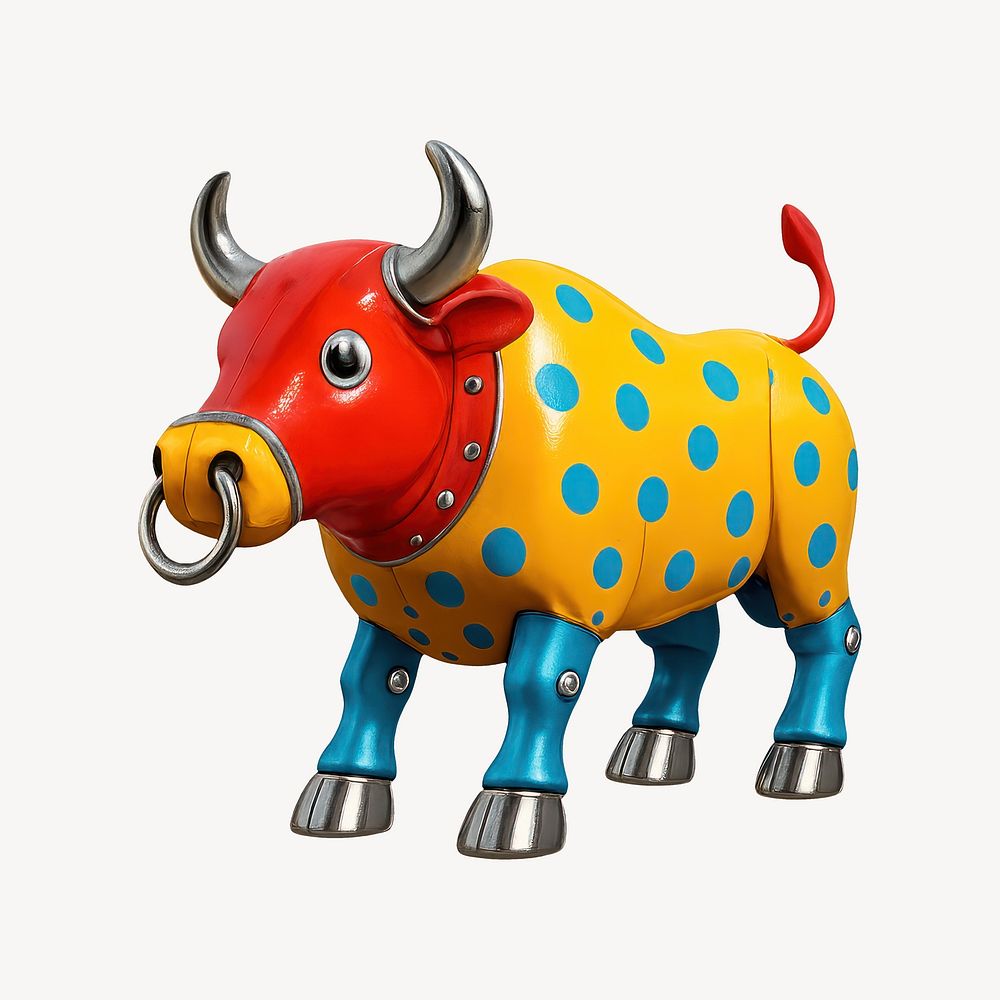 Colorful polka dot robotic bull | Free Photo Illustration - rawpixel