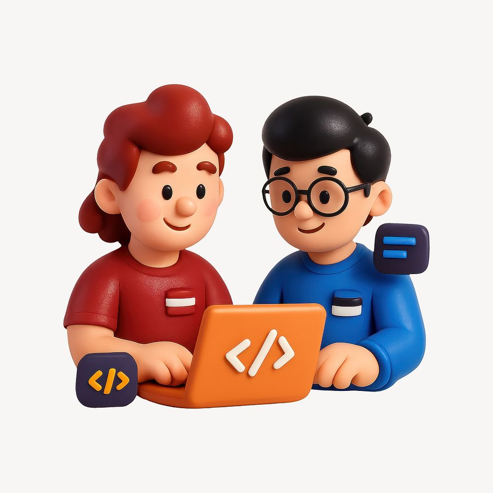 Collaborative coding with diverse characters | Free Photo Illustration - rawpixel