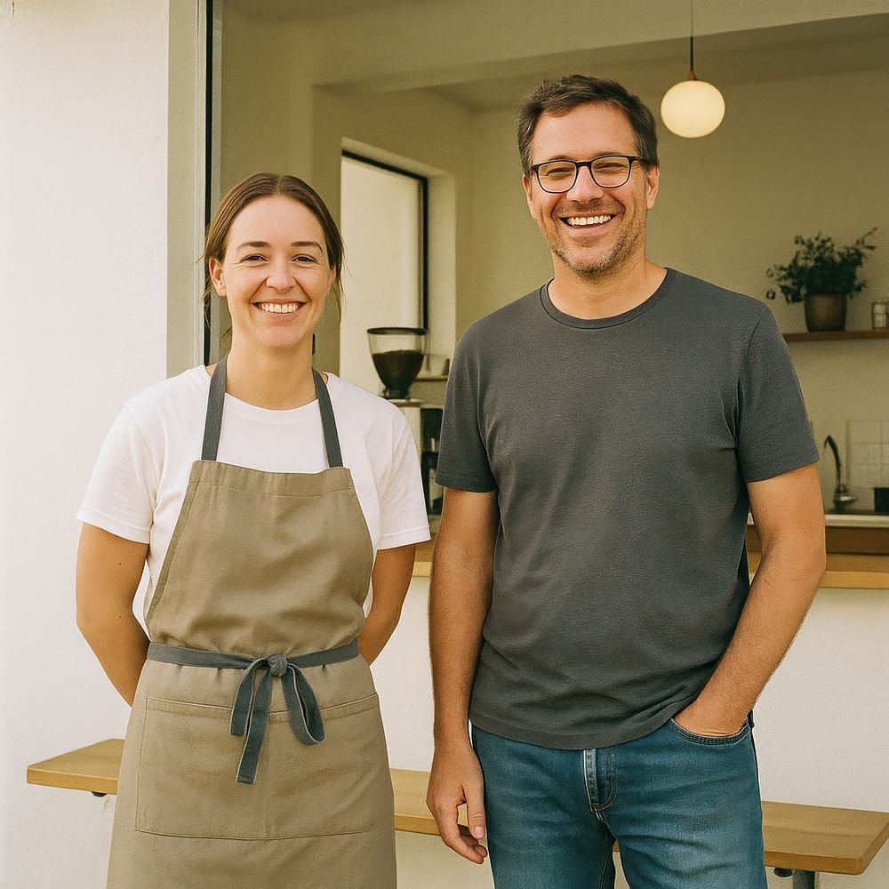 Friendly cafe owners smiling together | Free Photo - rawpixel