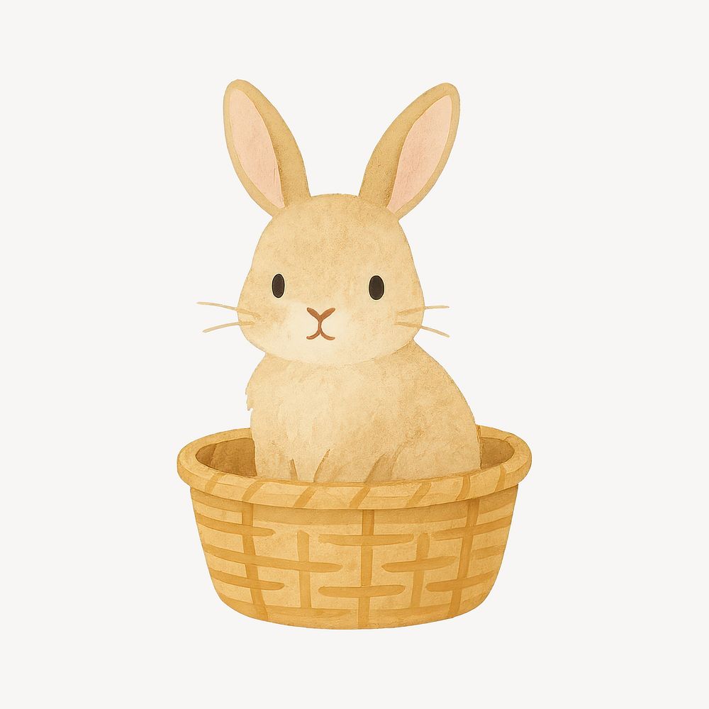 Cute bunny in woven basket | Free Photo Illustration - rawpixel