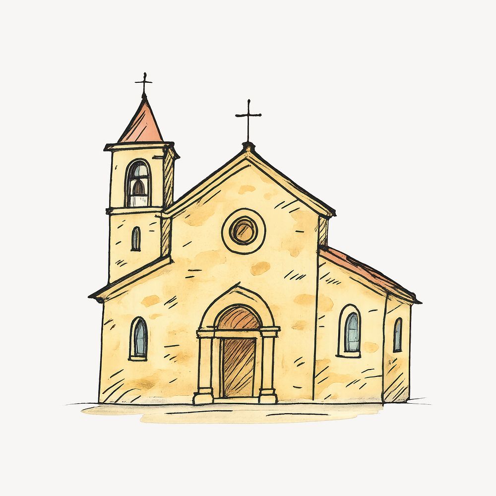 Hand-drawn church building illustration | Free Photo Illustration ...