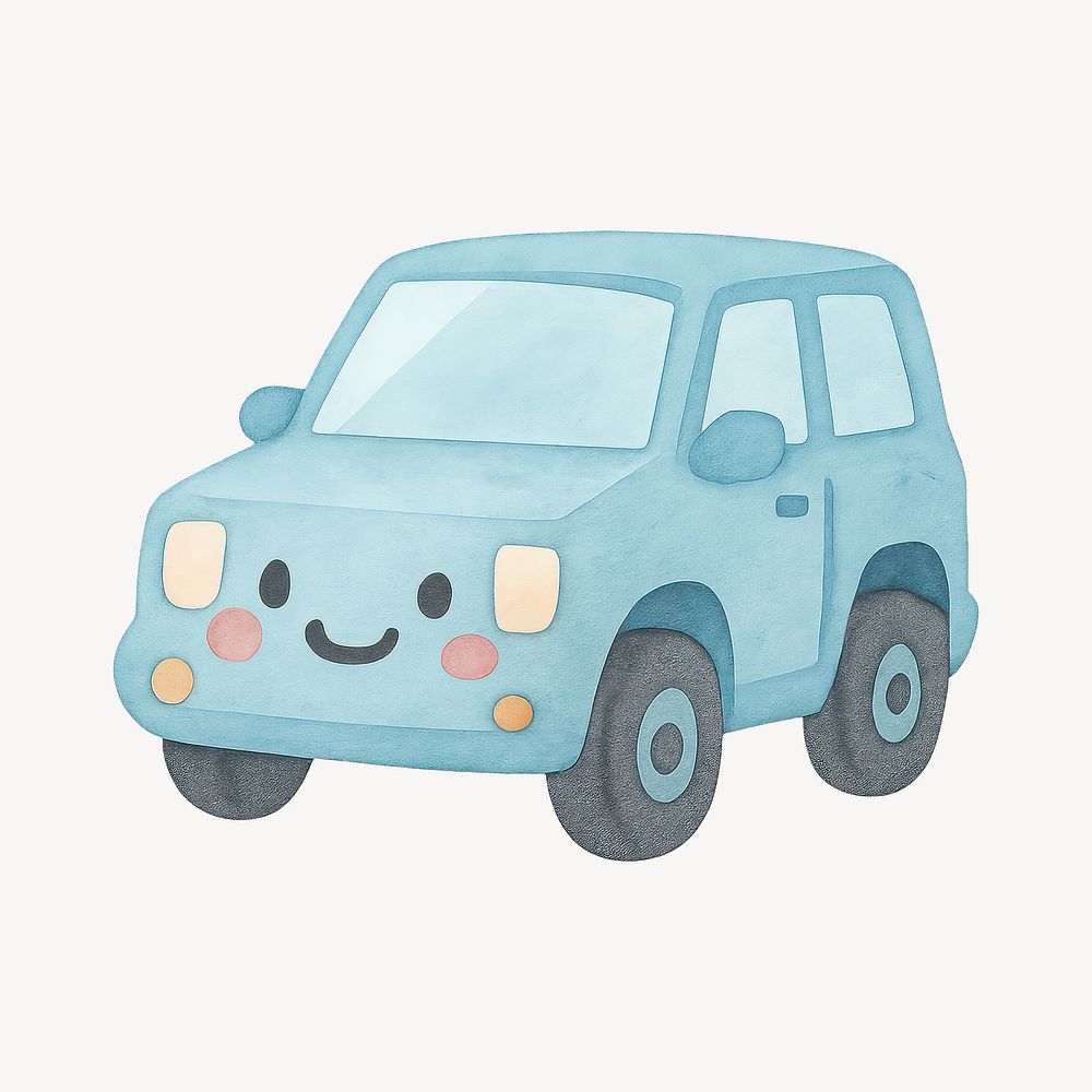 Cute cartoon blue car illustration | Free Photo Illustration - rawpixel