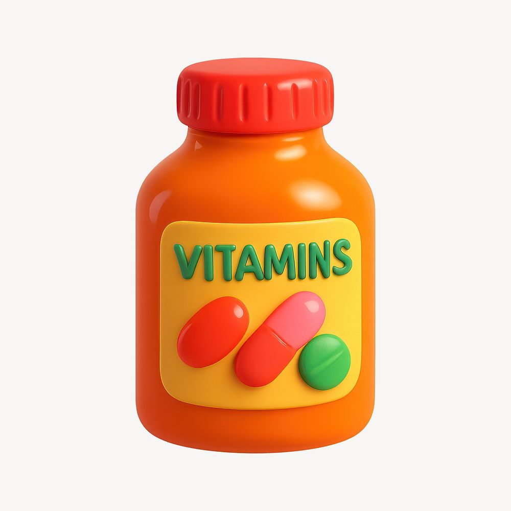 Colorful vitamin bottle illustration | Free Photo Illustration - rawpixel
