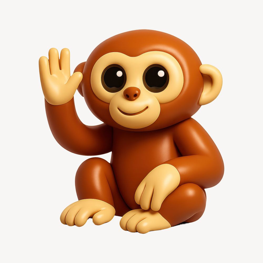 Cute cartoon monkey waving hello | Free Photo Illustration - rawpixel
