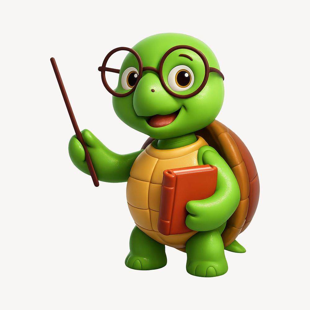 Cute turtle teacher illustration | Free Photo Illustration - rawpixel