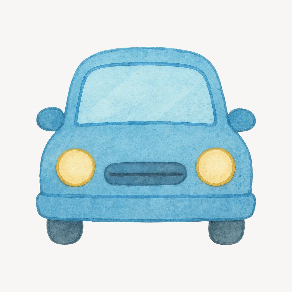 Cute watercolor blue car illustration | Free Photo Illustration - rawpixel