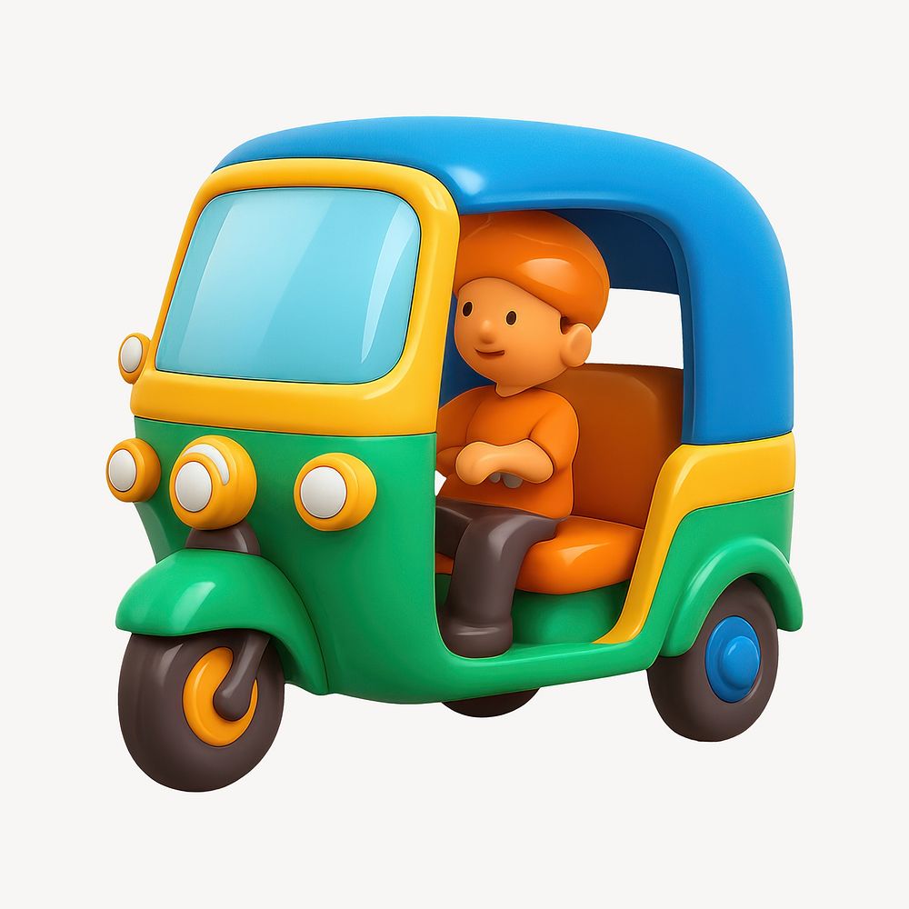 Colorful cartoon tuk-tuk ride | Free Photo Illustration - rawpixel