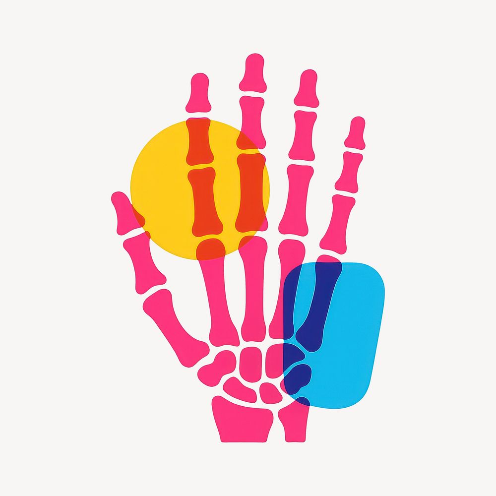 Colorful abstract skeletal hand | Free Photo Illustration - rawpixel