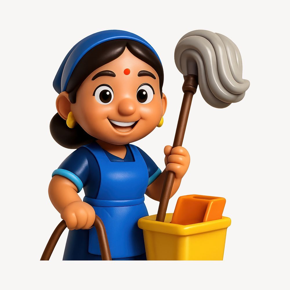 Cheerful cartoon cleaning character illustration | Free Photo ...