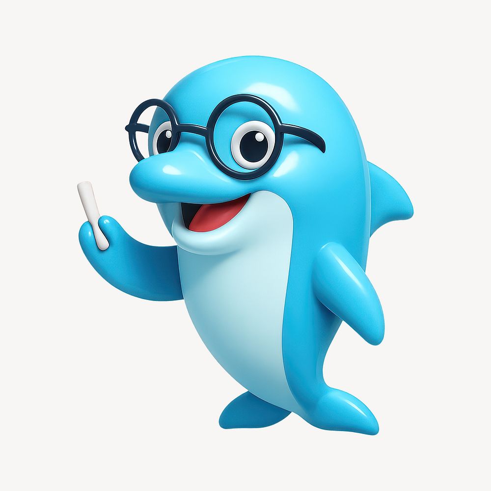 Cute dolphin teacher illustration | Free Photo Illustration - rawpixel