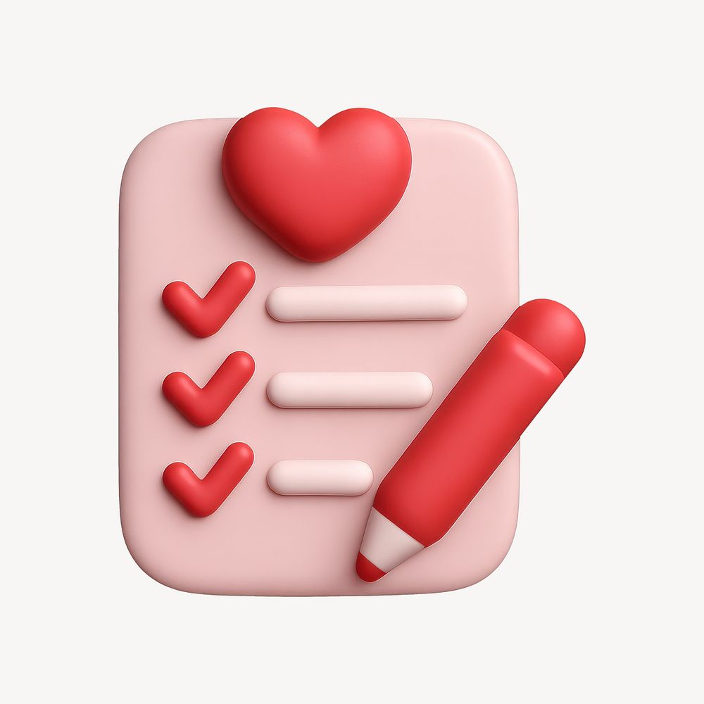 Heart checklist 3D illustration | Free Photo Illustration - rawpixel