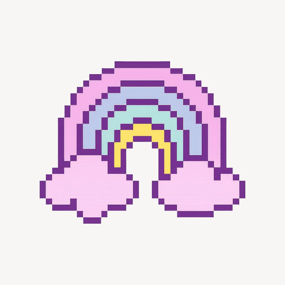 Pixelated rainbow with clouds | Free Photo Illustration - rawpixel