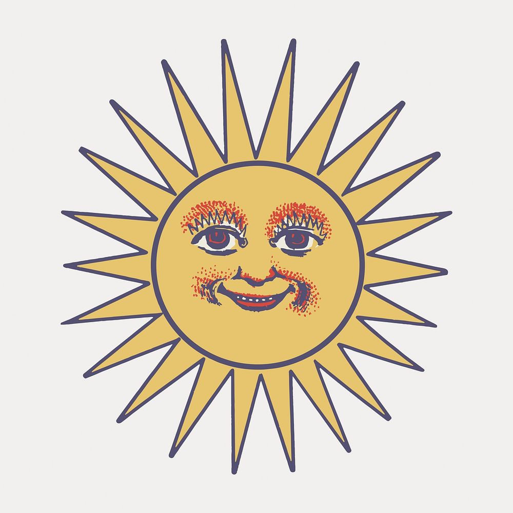 Sun face, collage element illustration | Free Vector - rawpixel