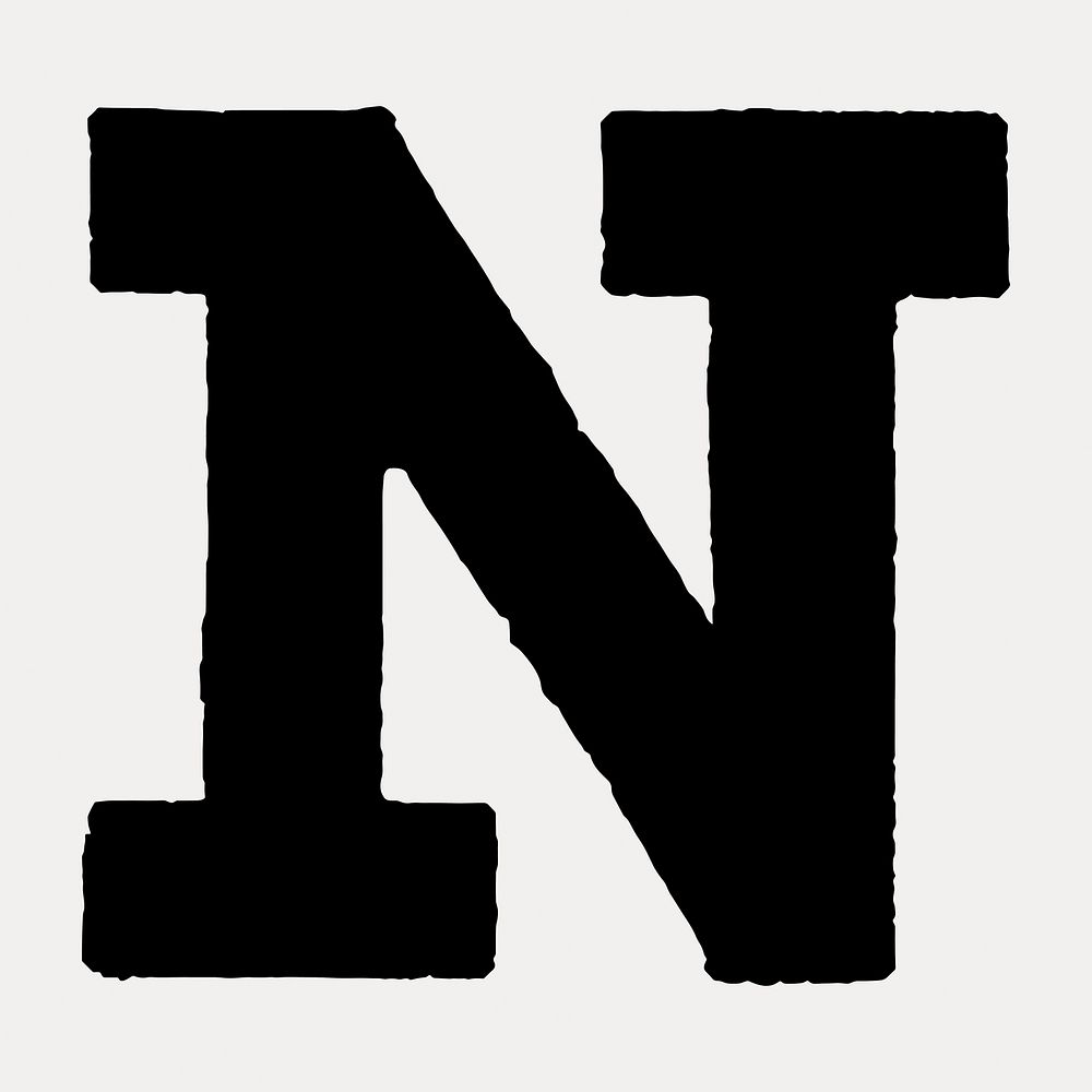 N letter, block calligraphy font | Free Vector - rawpixel