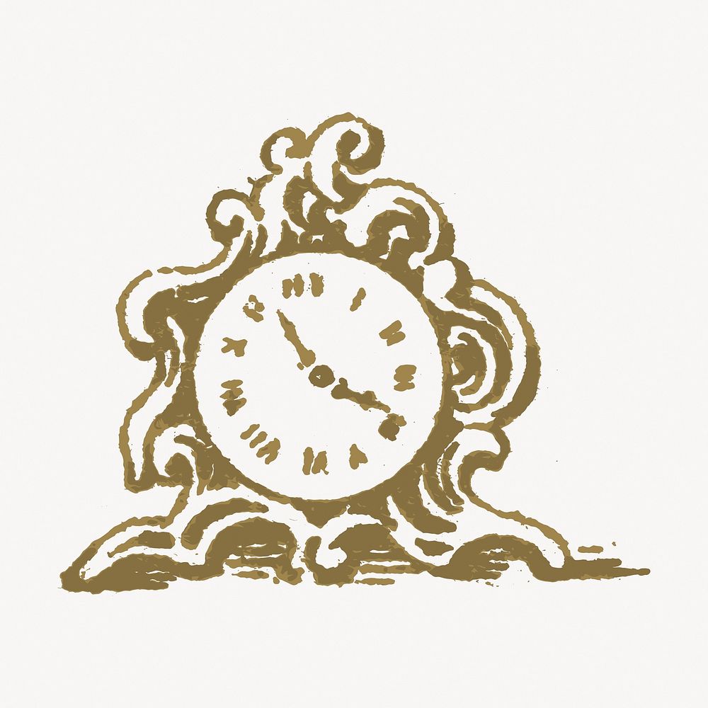 Vintage clock engraving hand drawn | Premium Vector Sticker - rawpixel