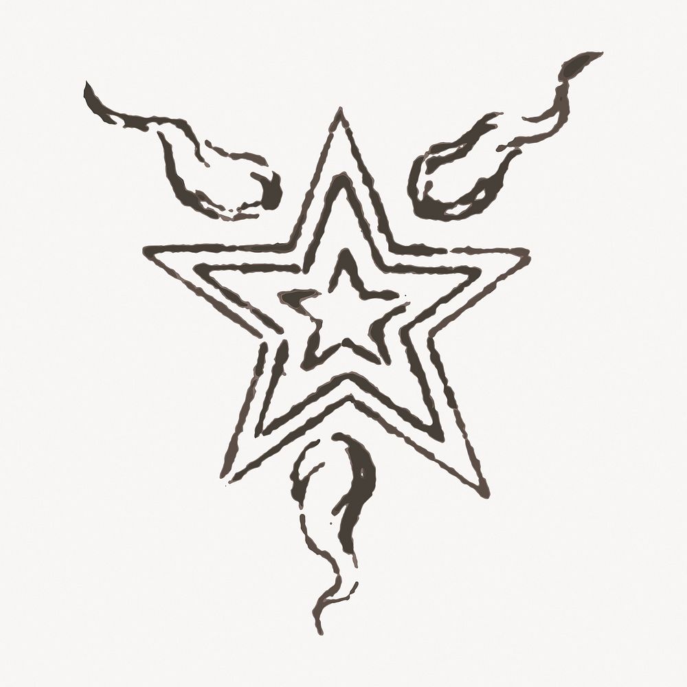 Engraving star vintage icon drawing, | Free Vector Sticker - rawpixel