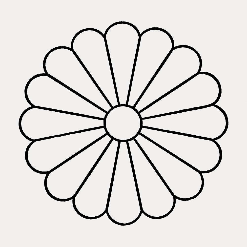 Japanese flower, line art illustration | Free Vector - rawpixel