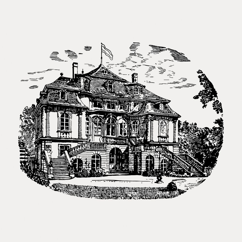Old manor, vintage architecture illustration | Free Vector - rawpixel