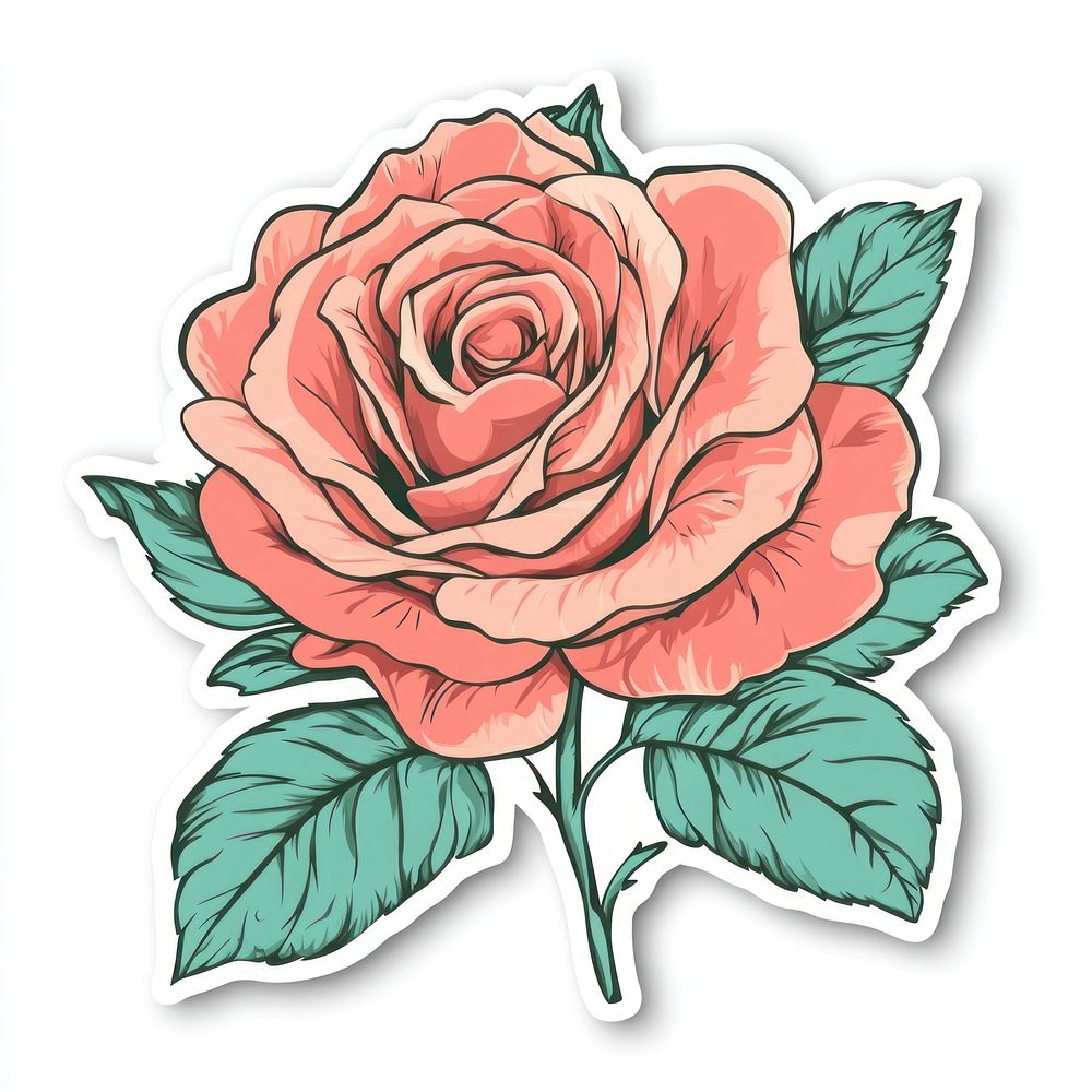 Pink rose sticker vector illustration | Free Photo Illustration - rawpixel