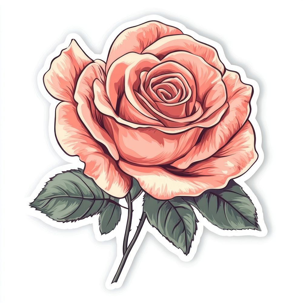 Pink rose sticker vector illustration | Free Photo Illustration - rawpixel