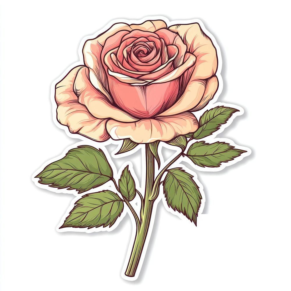 Pink rose sticker vector illustration | Free Photo Illustration - rawpixel