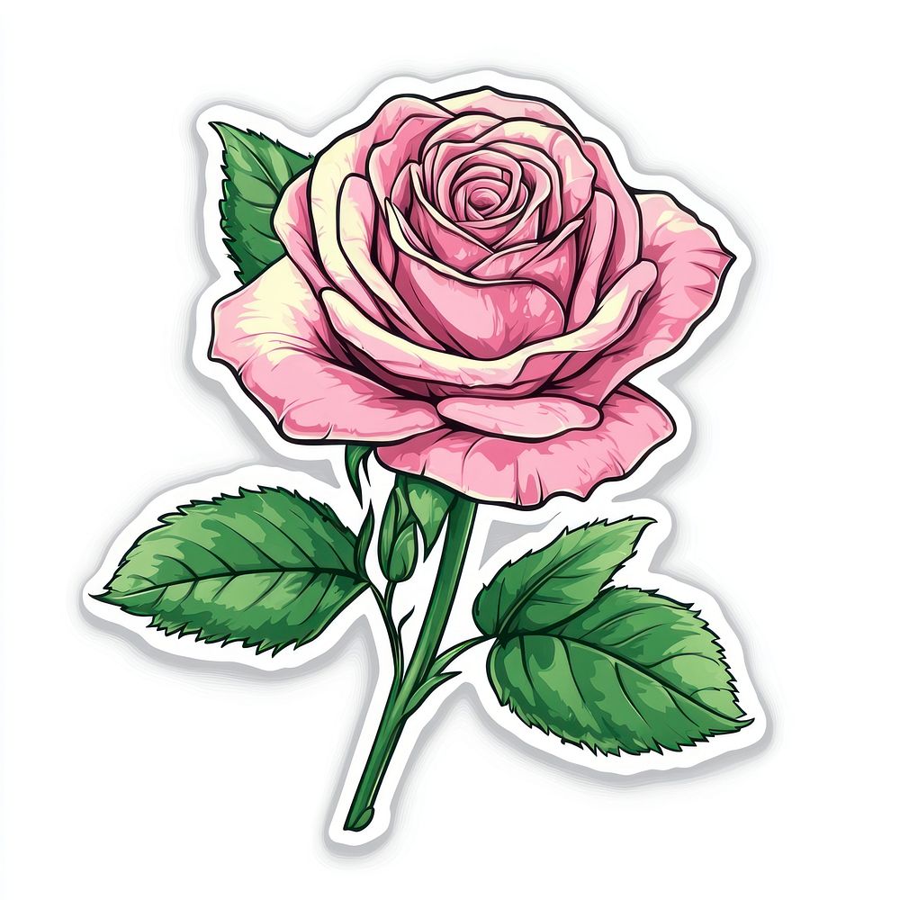 Pink rose sticker vector illustration | Free Photo Illustration - rawpixel