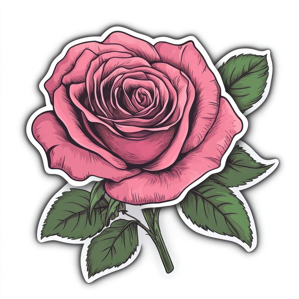 Pink rose sticker vector illustration | Free Photo Illustration - rawpixel