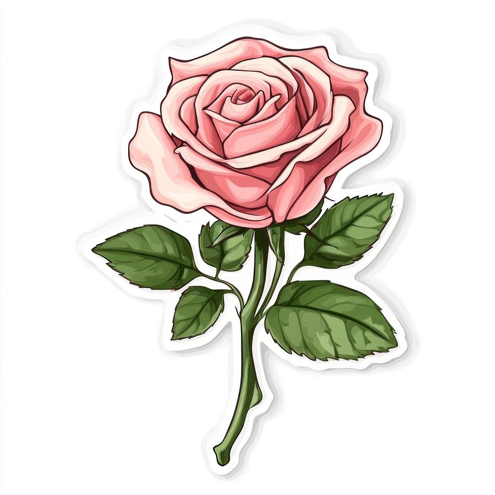 Pink rose sticker vector illustration | Free Photo Illustration - rawpixel