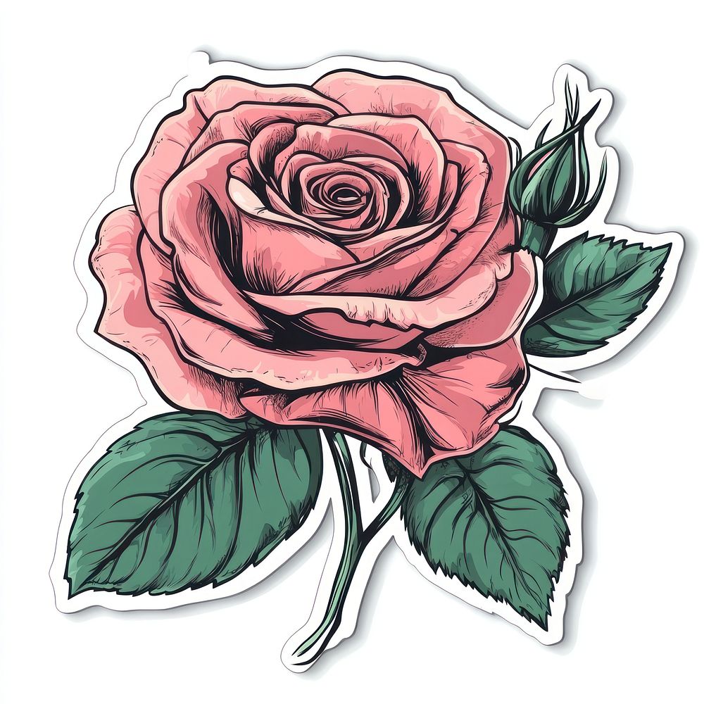 Pink rose sticker vector illustration | Free Photo Illustration - rawpixel