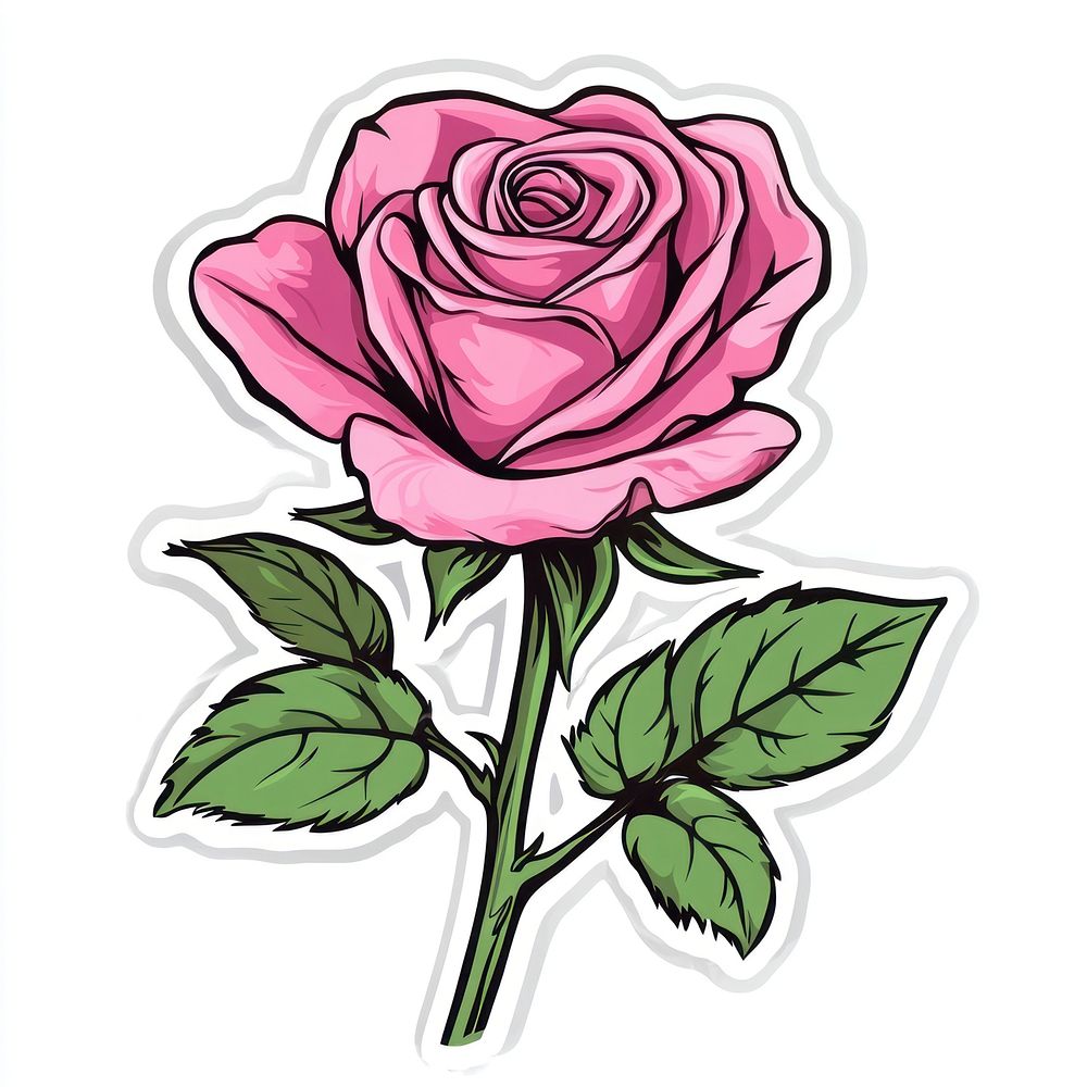 Pink rose sticker vector illustration | Free Photo Illustration - rawpixel