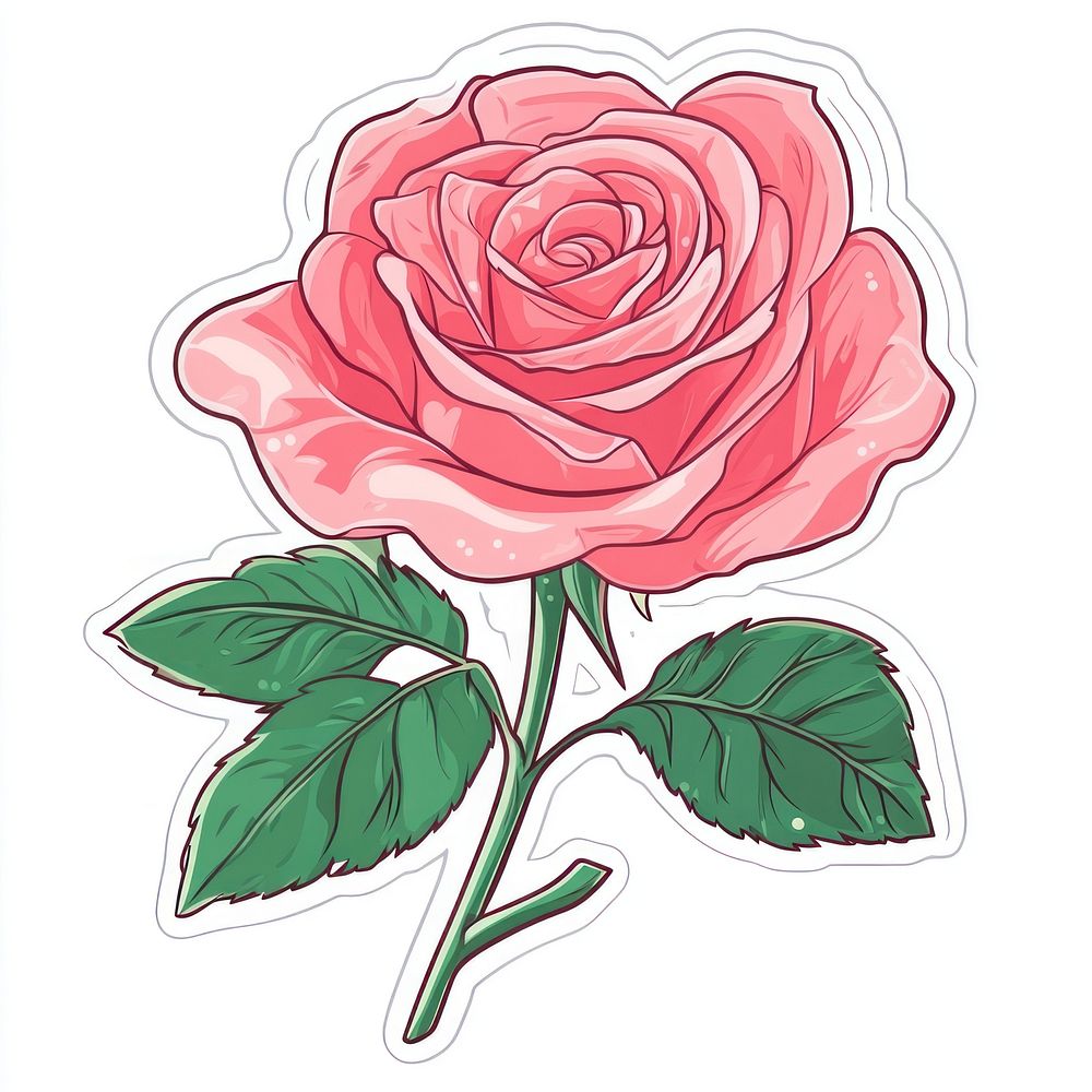 Pink rose sticker vector illustration | Free Photo Illustration - rawpixel