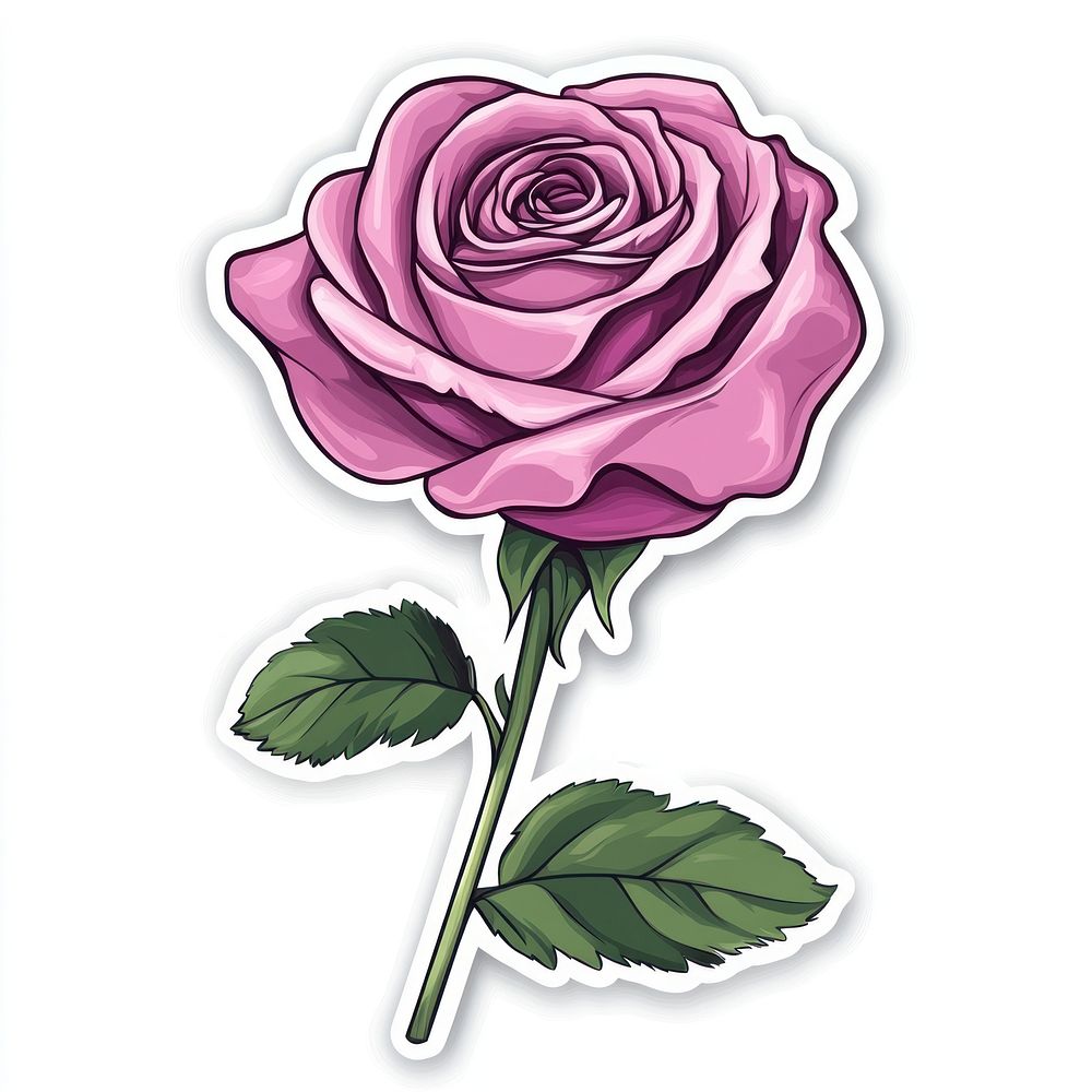 Pink rose sticker vector illustration | Free Photo Illustration - rawpixel